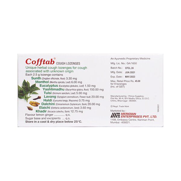 Cofftab Cough Lozenges 8's Price, Uses, Side Effects, Composition ...