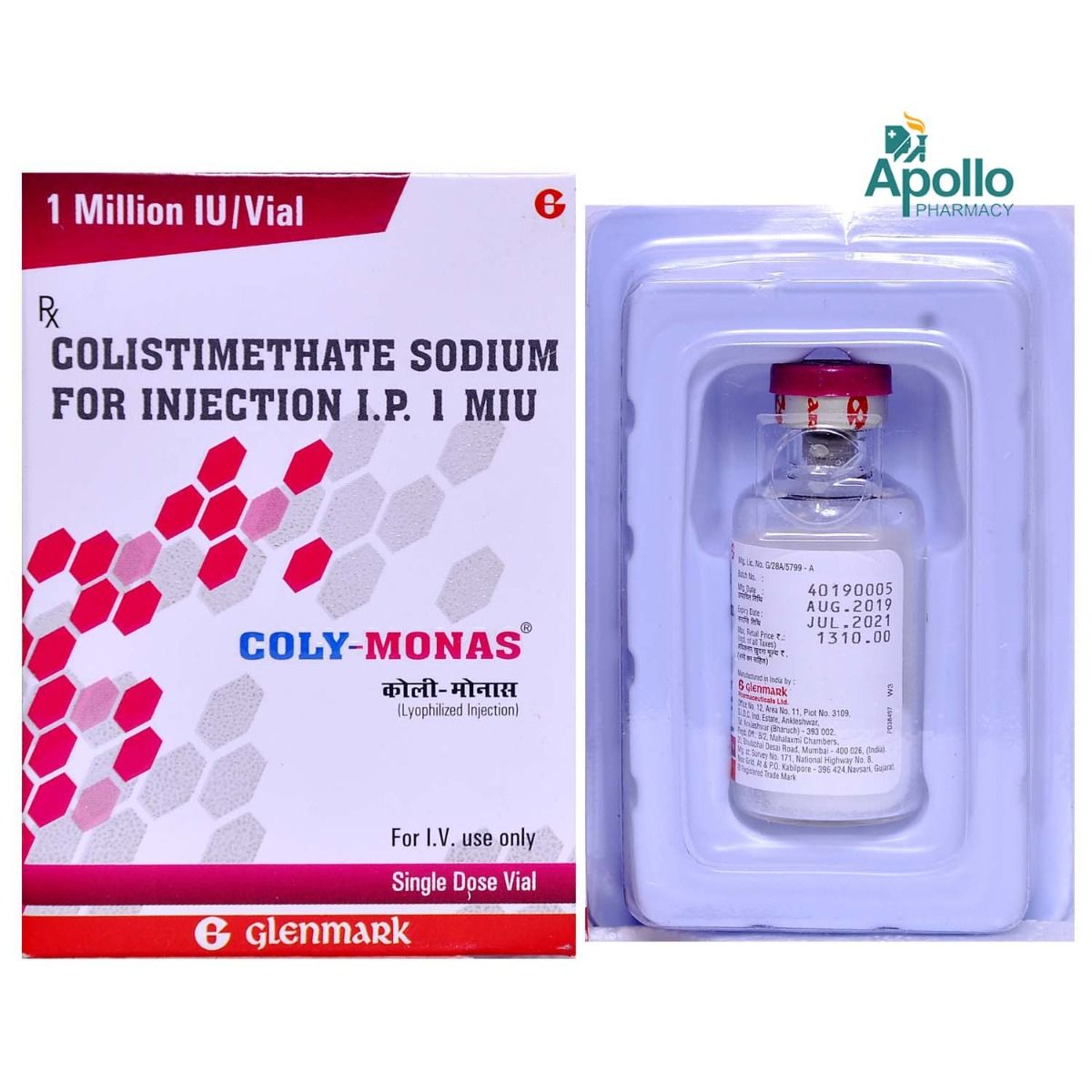 COLYMONAS 1MIU VAIL INJECTION Price, Uses, Side Effects, Composition ...