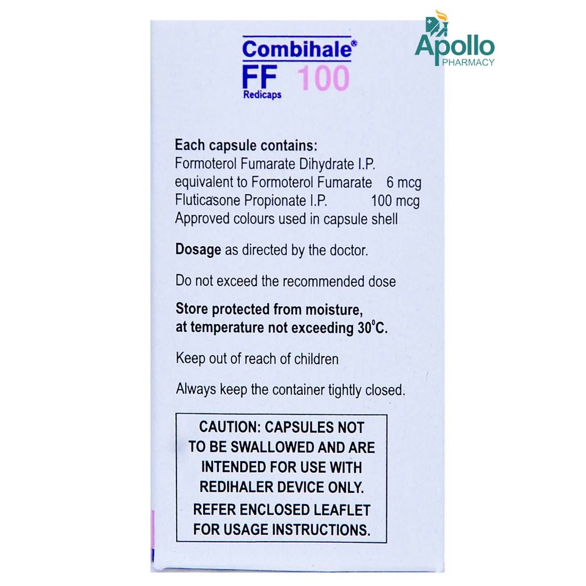 Combihale FF 100 Redicaps 30's Price, Uses, Side Effects, Composition ...