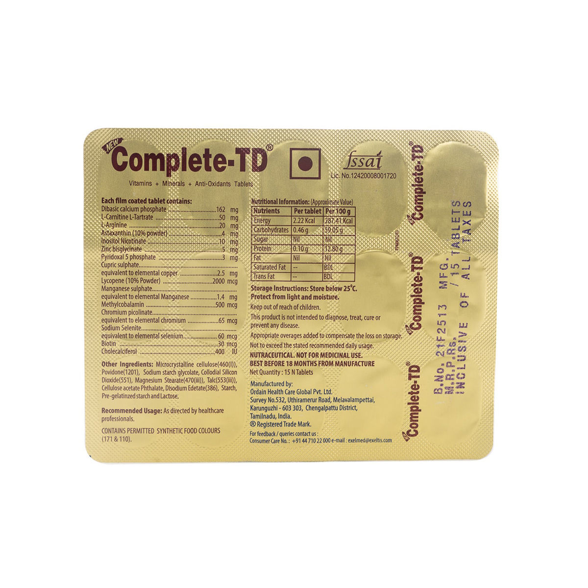 Complete Td Gold Tablet 10s Price Uses Side Effects Composition