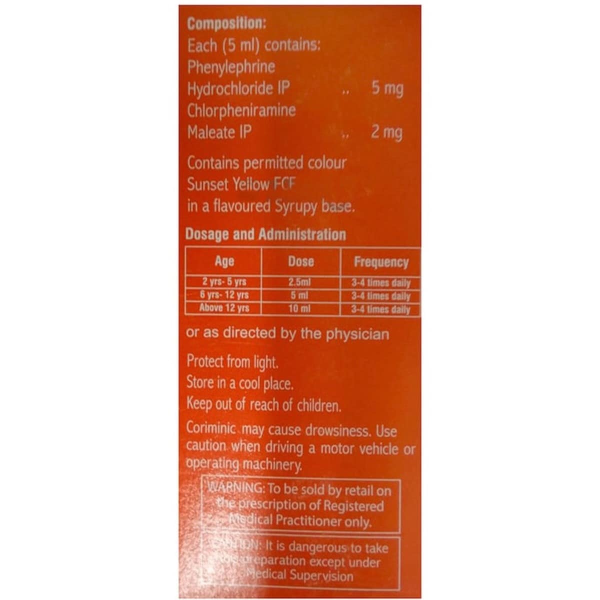 Coriminic Orange Syrup 60 ml Price, Uses, Side Effects, Composition ...