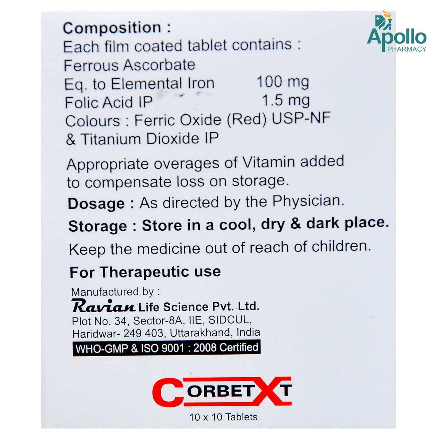 Corbet XT Tablet 10's Price, Uses, Side Effects, Composition - Apollo ...