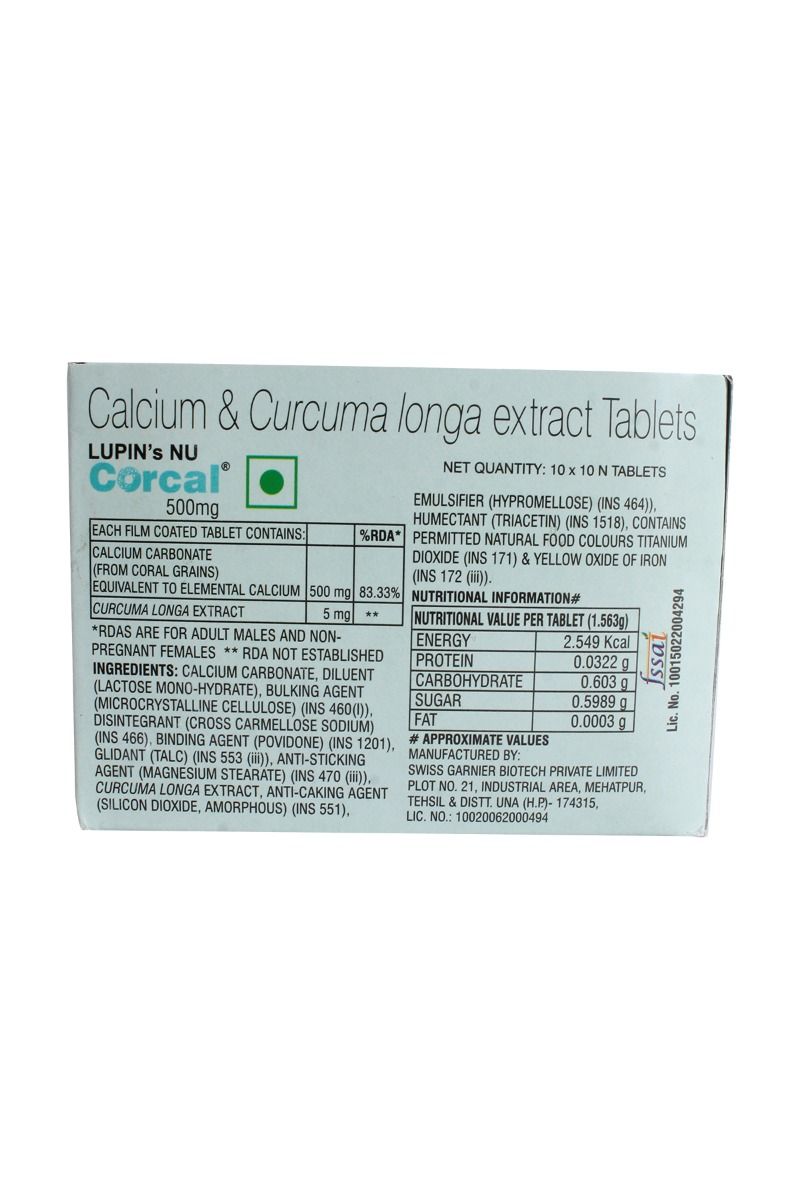 Corcal 500 mg Tablet 10's Price, Uses, Side Effects, Composition ...
