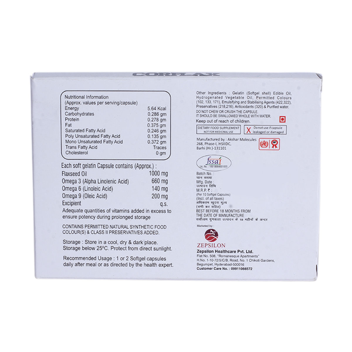 Corflax 500mg Softgel Capsule 10's Price, Uses, Side Effects ...