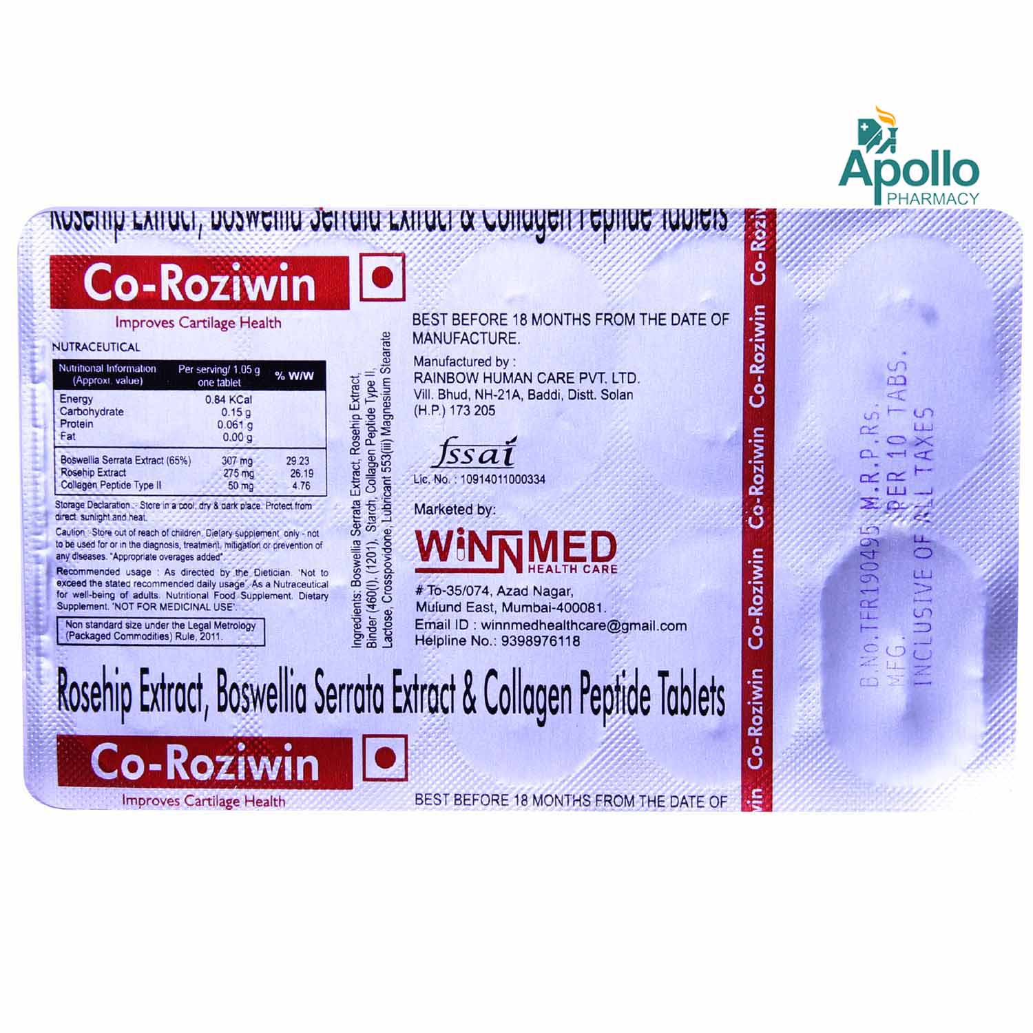 Co-Roziwin Tablet 10's Price, Uses, Side Effects, Composition - Apollo ...