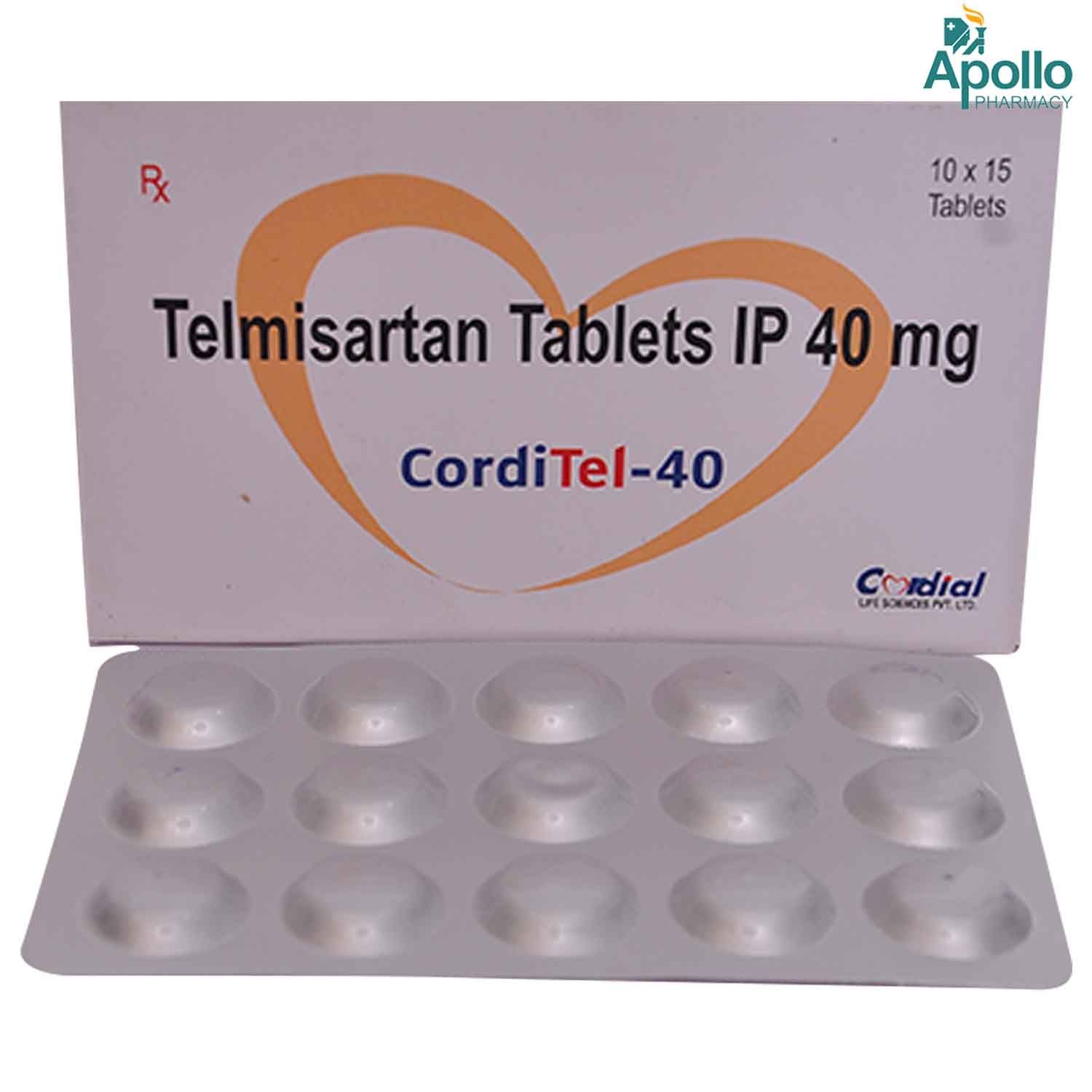 Corditel-40mg Tablet 15's Price, Uses, Side Effects, Composition ...