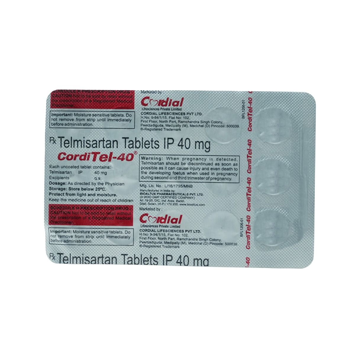 Corditel-40mg Tablet 15's Price, Uses, Side Effects, Composition ...
