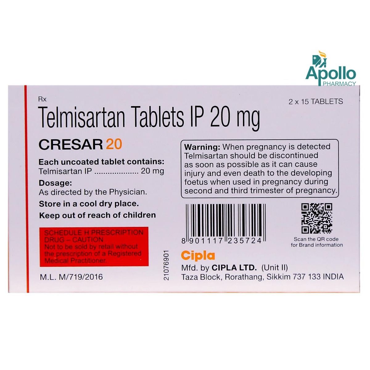 Cresar 20 mg Tablet 10's Price, Uses, Side Effects, Composition ...