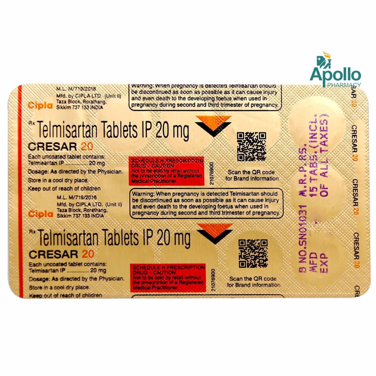 Cresar 20 Tablet 10's Price, Uses, Side Effects, Composition - Apollo ...