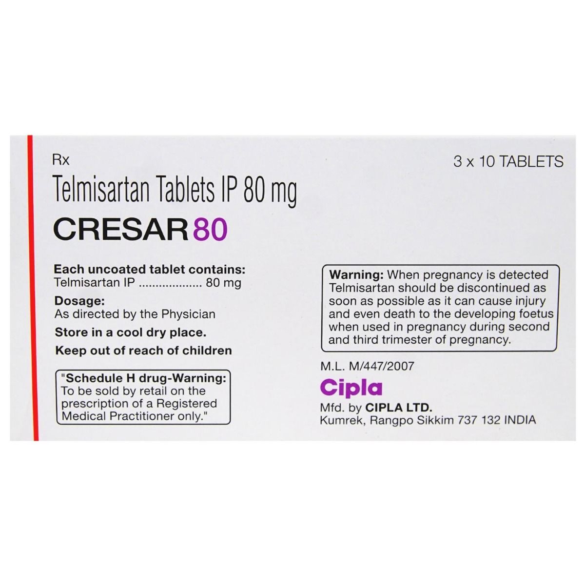 Cresar 80mg Tablet 10's Price, Uses, Side Effects, Composition - Apollo ...