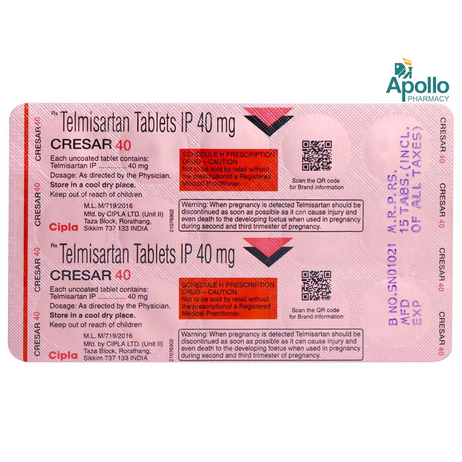 Cresar 40 Tablet 15's Price, Uses, Side Effects, Composition - Apollo ...