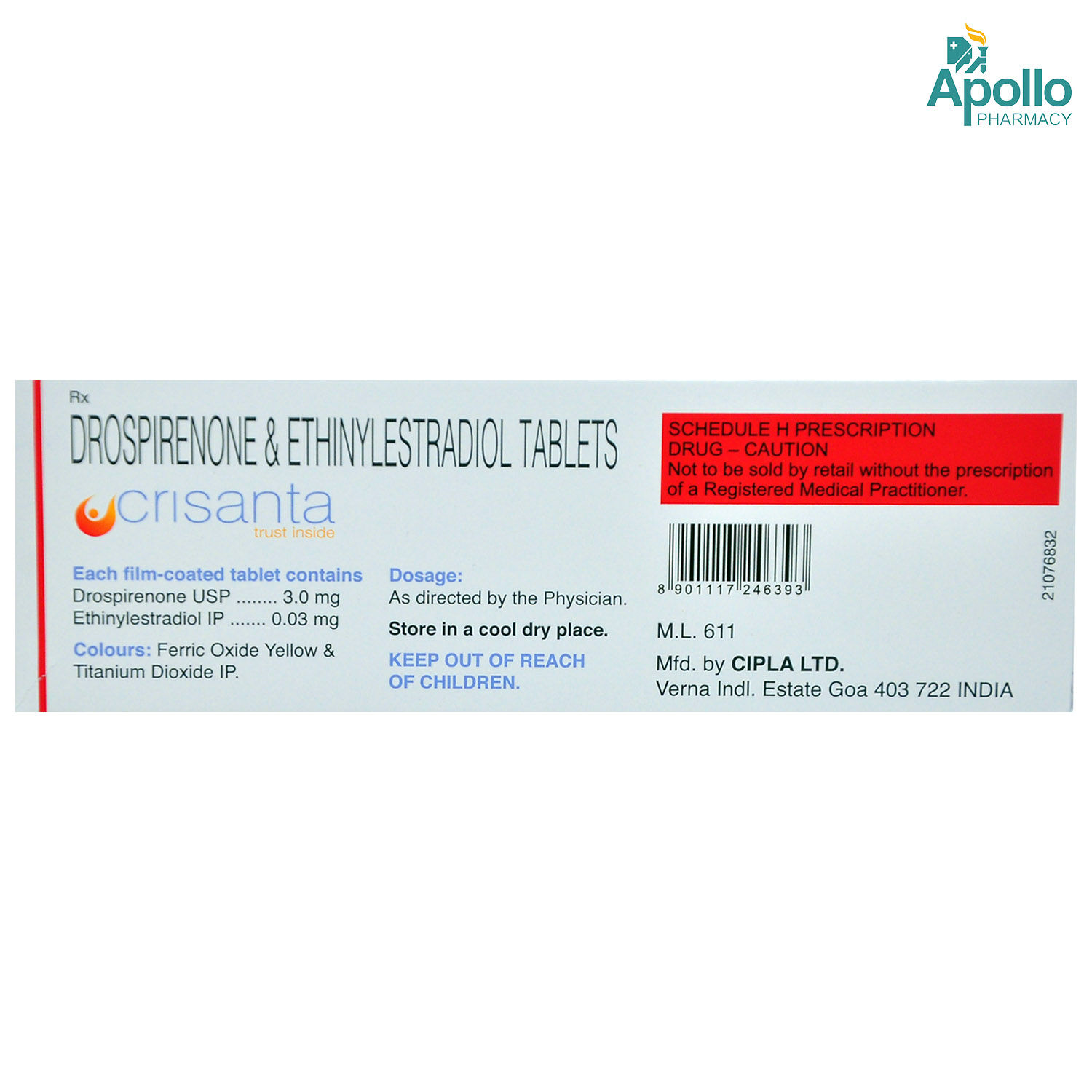 Crisanta Tablet 21's Price, Uses, Side Effects, Composition - Apollo ...