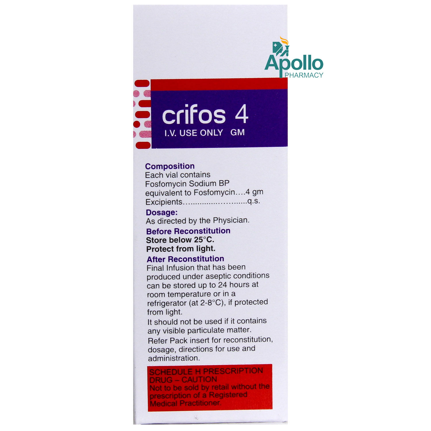 CRIFOS 4GM INJECTION Price, Uses, Side Effects, Composition - Apollo ...