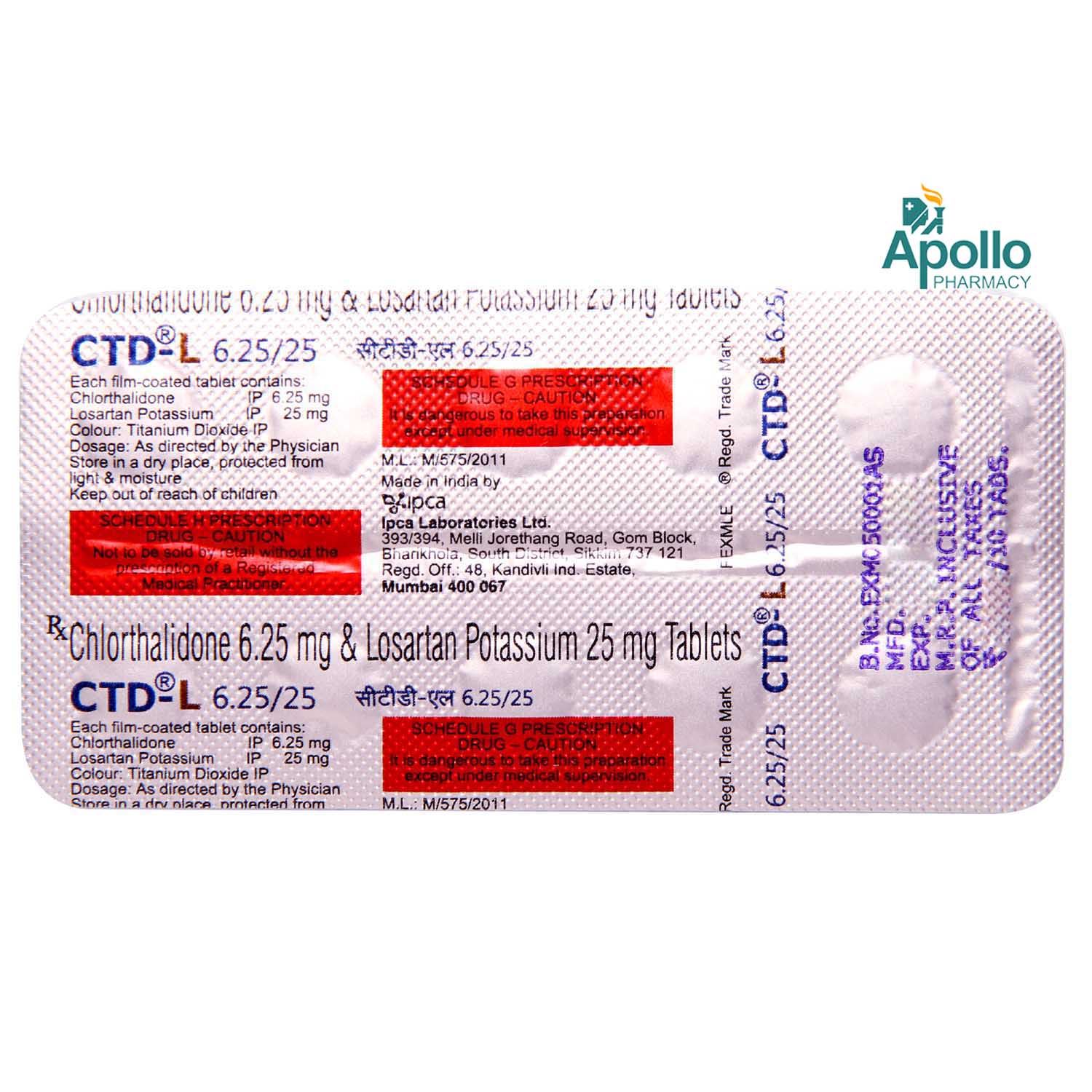 CTD L 6.25 /25MG TABLET Price, Uses, Side Effects, Composition - Apollo ...