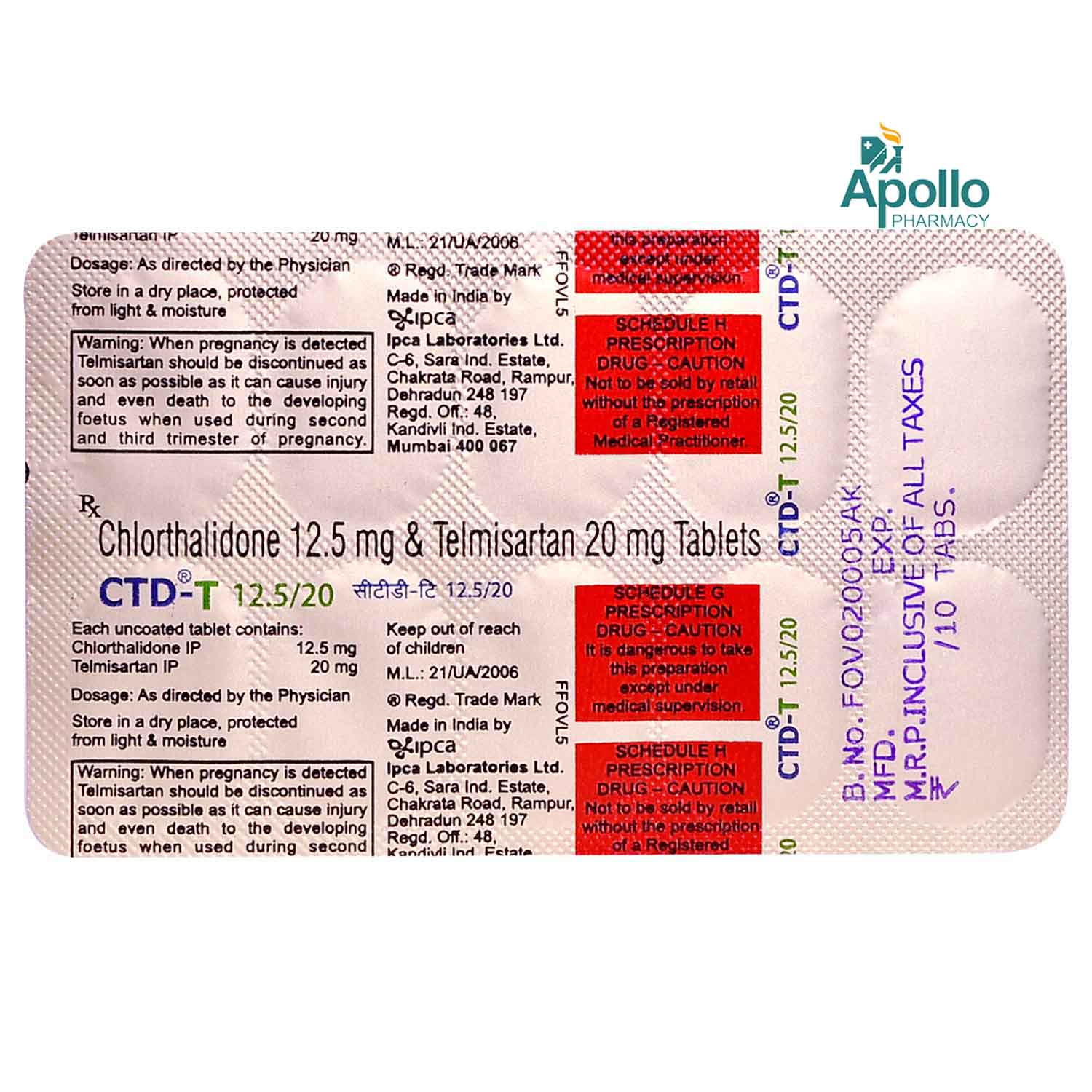 CTD T 12.5/20MG TABLET Price, Uses, Side Effects, Composition - Apollo ...