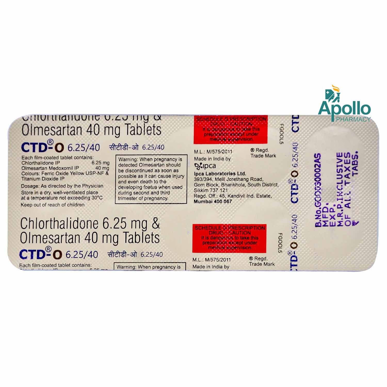CTD-O 6.25/40 Tablet 10's Price, Uses, Side Effects, Composition ...
