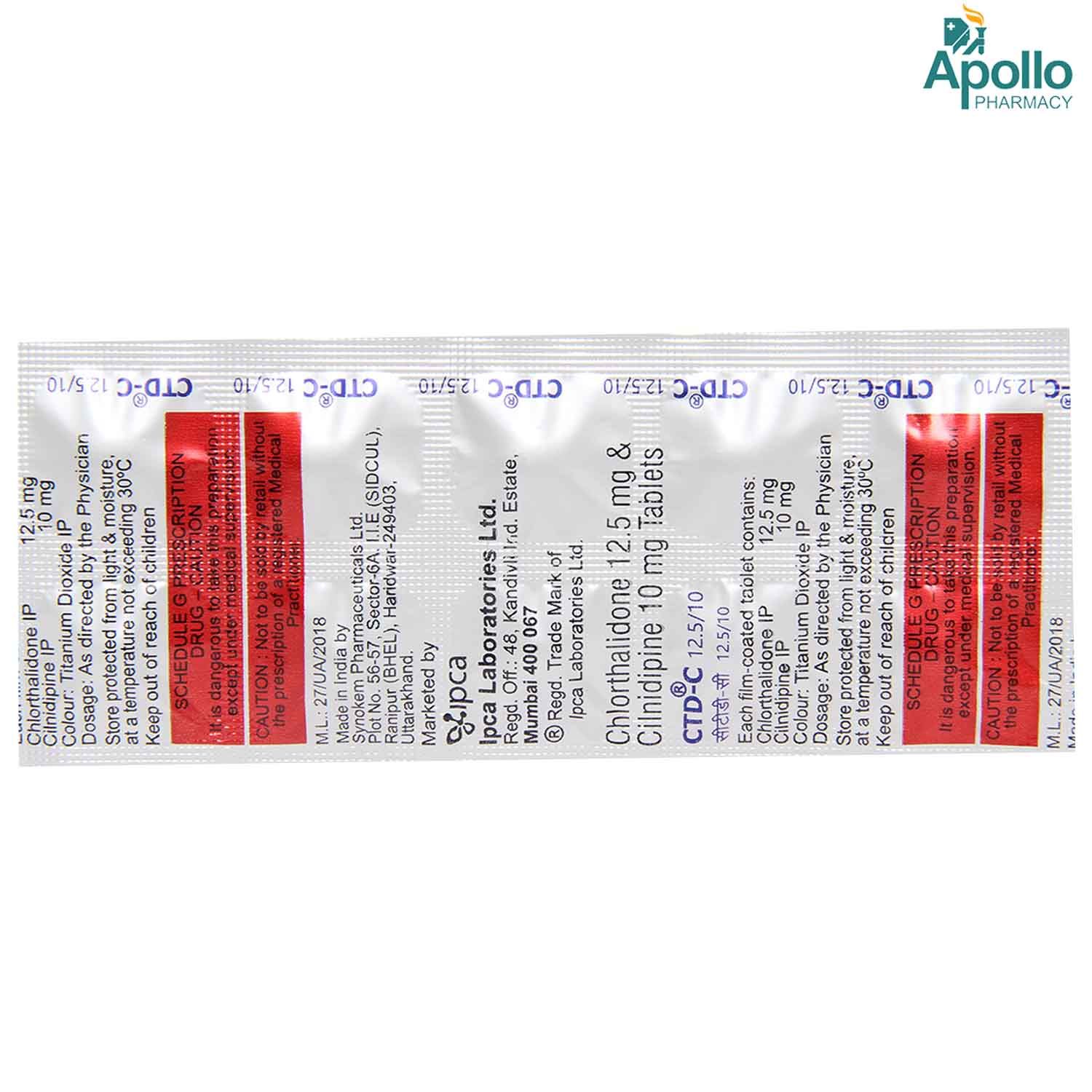CTD C 12.5/10MG TABLET 10'S Price, Uses, Side Effects, Composition ...