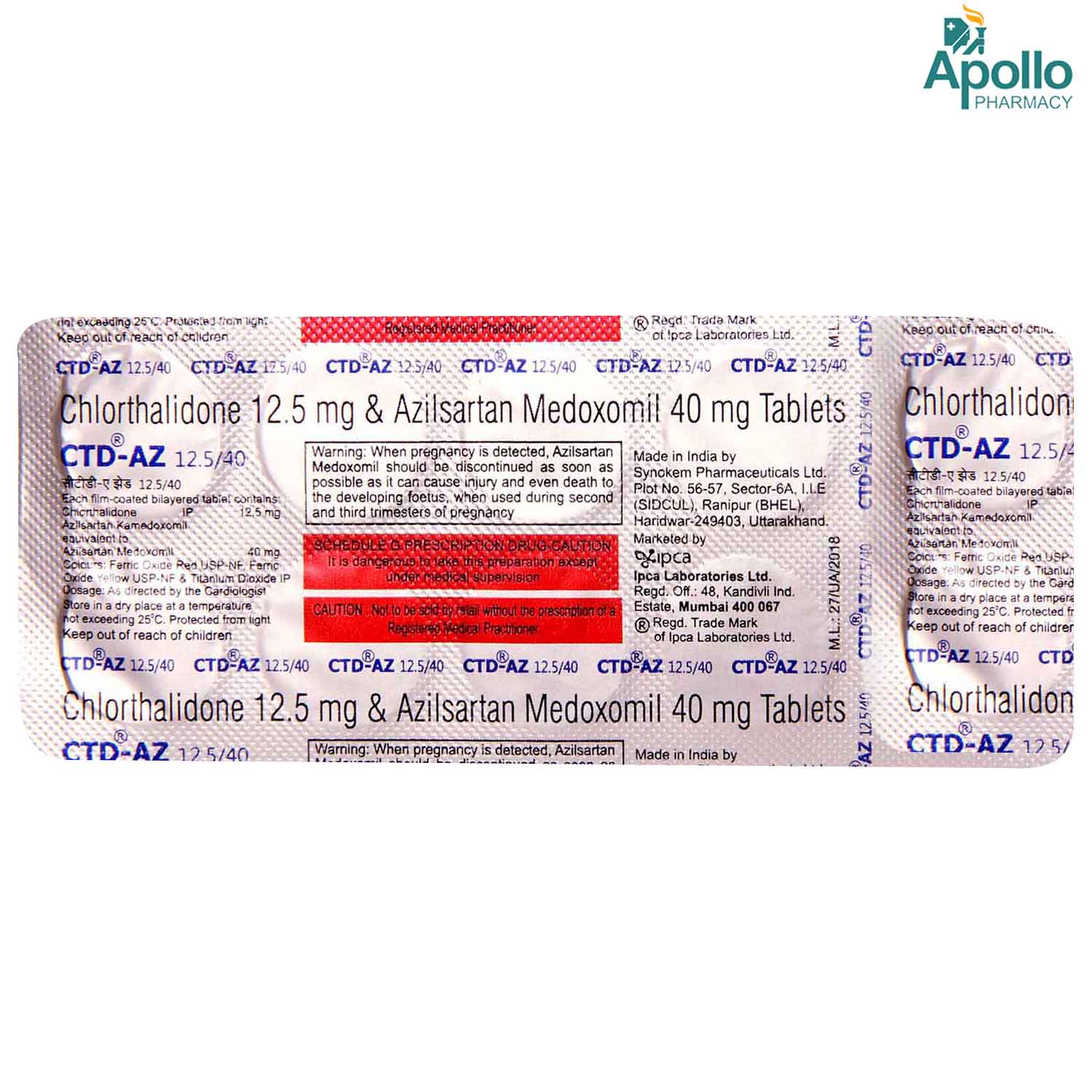 CTD AZ 40/12.5MG TABLET 10'S Price, Uses, Side Effects, Composition ...