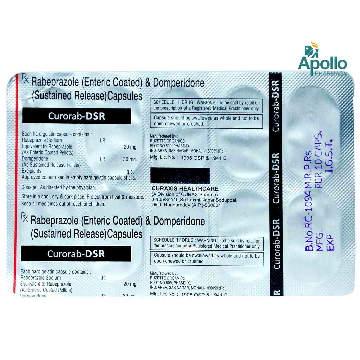 Curorab DSR Tablet 10's Price, Uses, Side Effects, Composition - Apollo ...