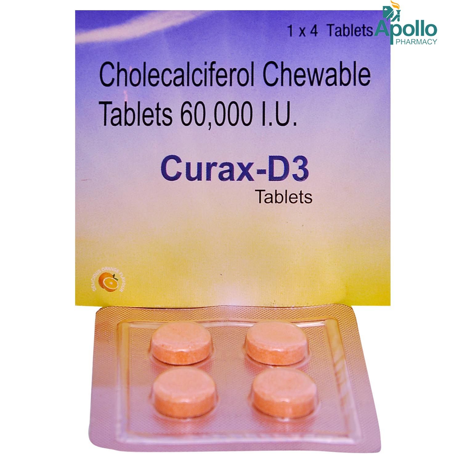 Curax-D3 Orange Flavour Tablet 4's Price, Uses, Side Effects ...