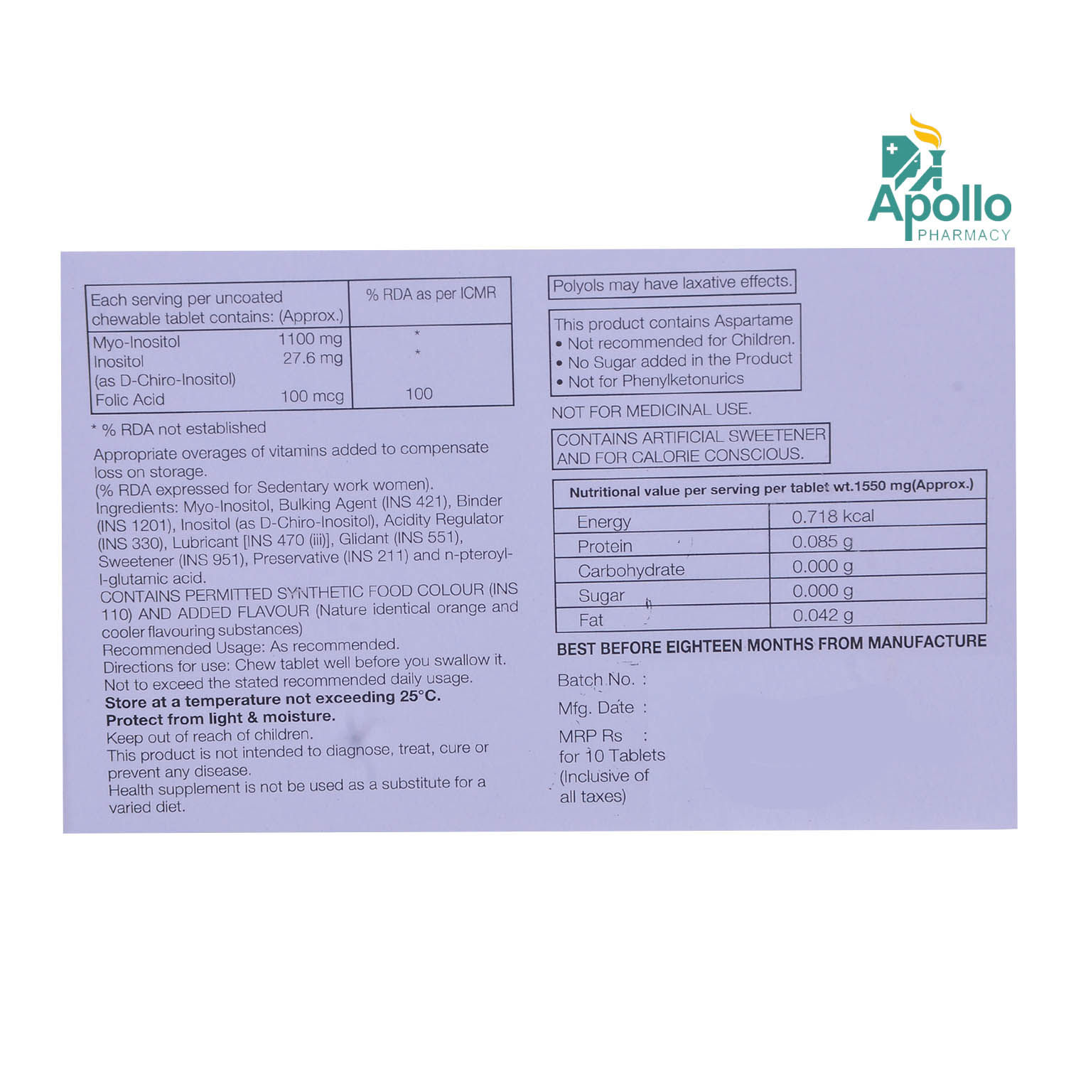 Cystofert Tablet 10's Price, Uses, Side Effects, Composition - Apollo ...