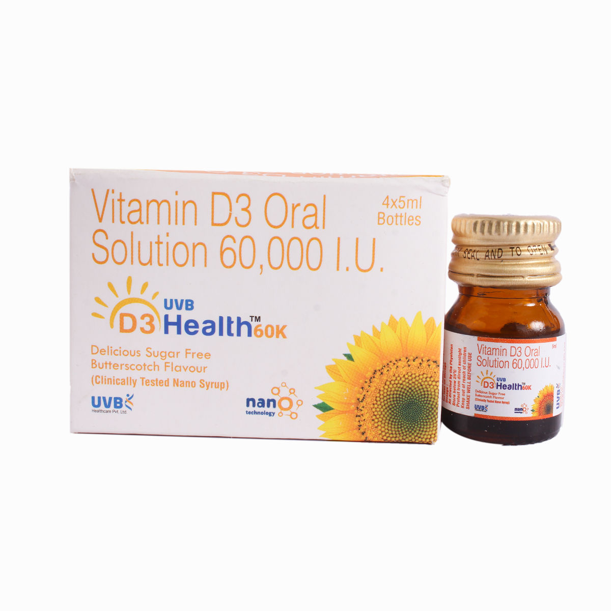 D3 Health 60K Sugar Free Solution 4x5 ml Price, Uses, Side Effects ...