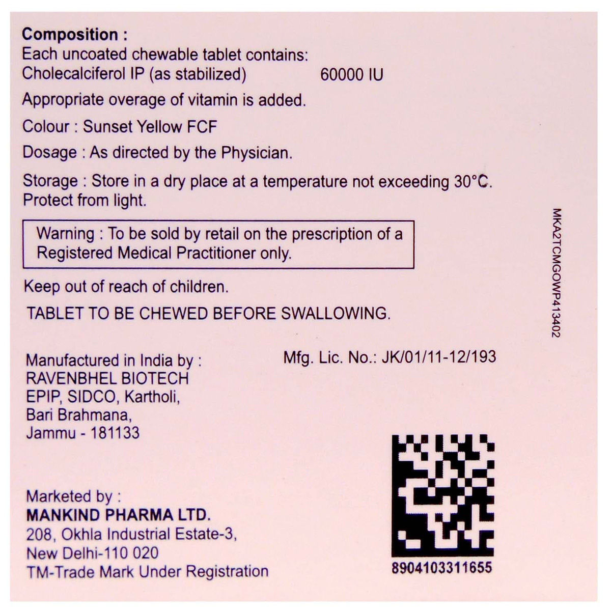 D3 Must 60K Chewable Tablet 4's Price, Uses, Side Effects, Composition ...
