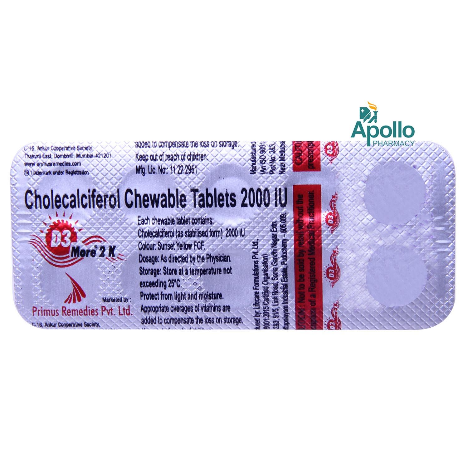 D3 MORE 2K CHEWABLE TABLET 10'S Price, Uses, Side Effects, Composition ...