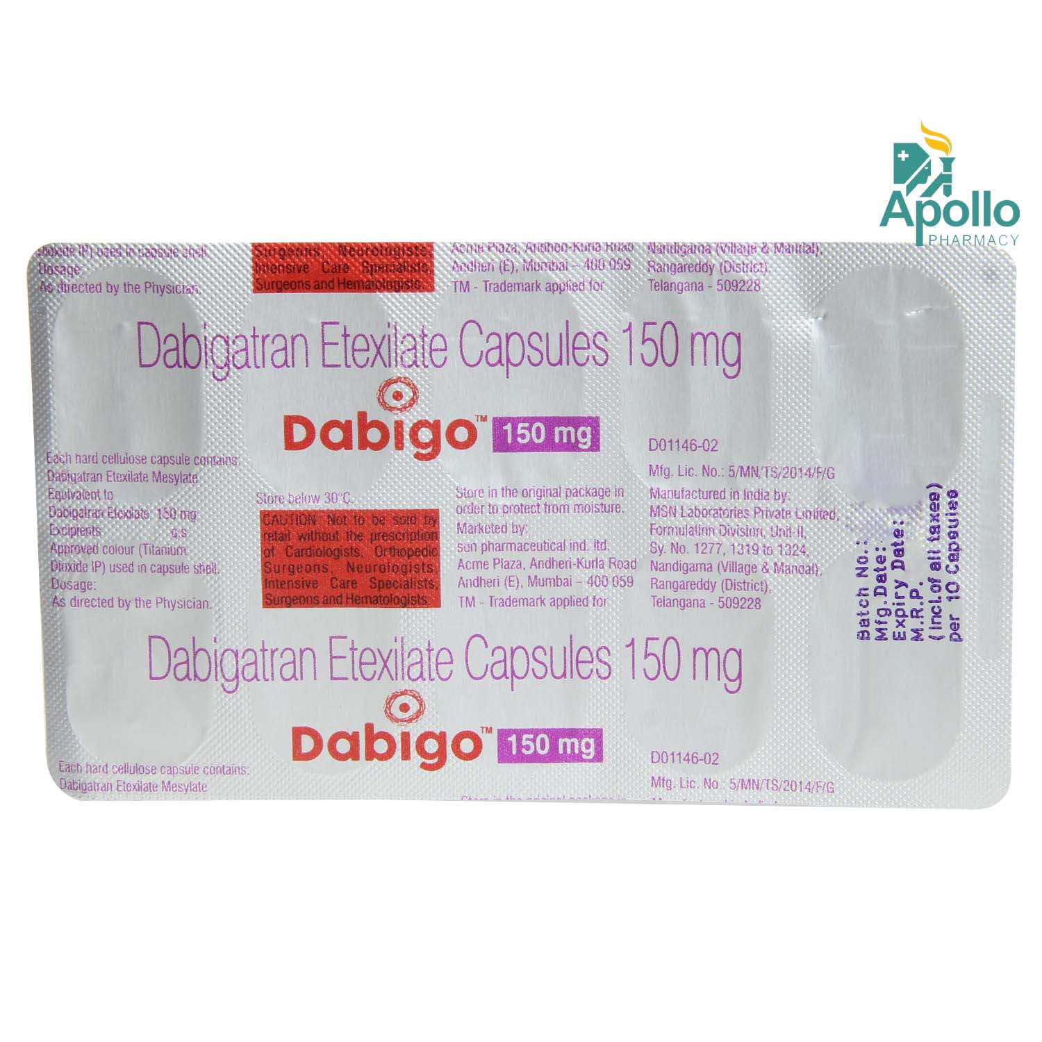 Dabigo 150 mg Capsule 10's Price, Uses, Side Effects, Composition ...