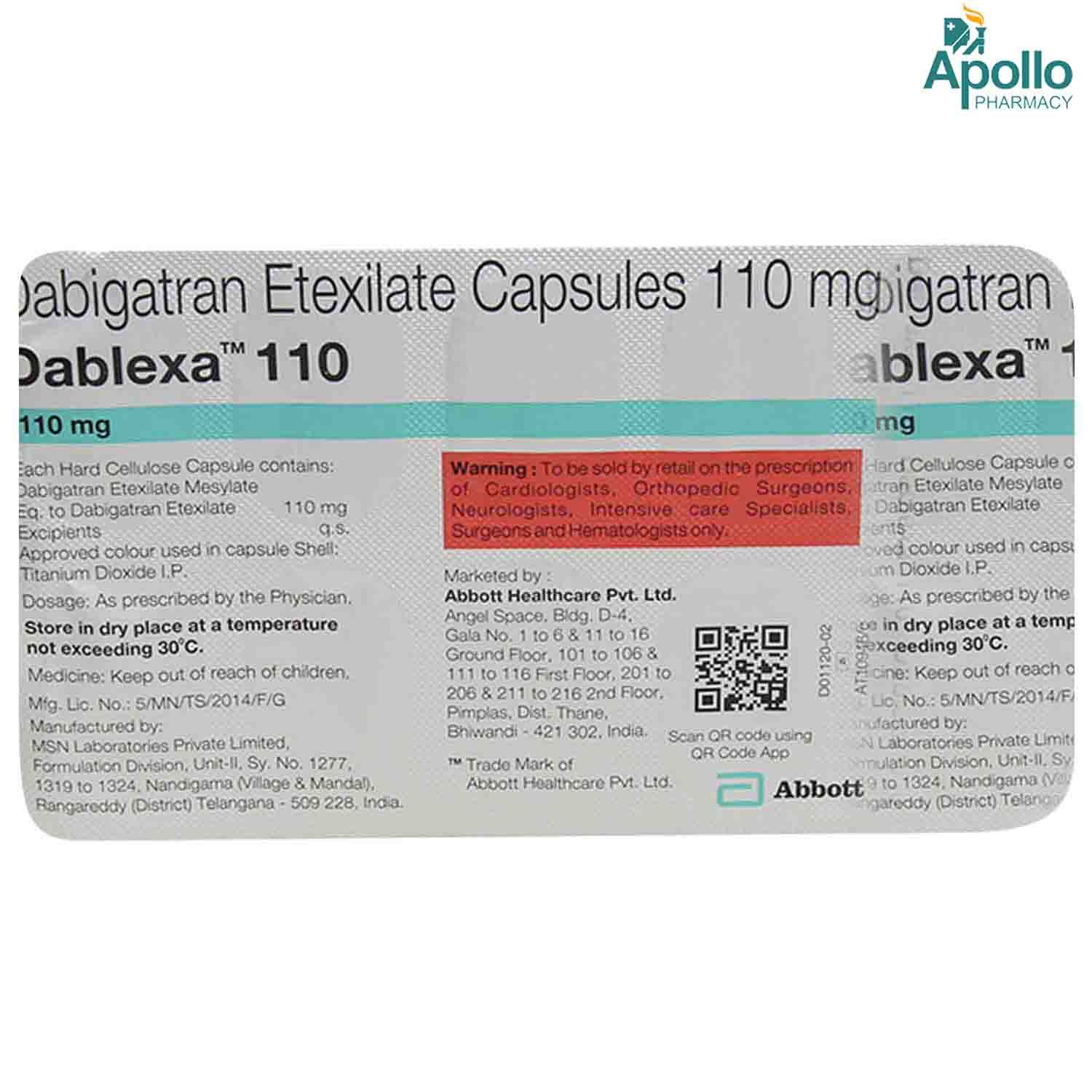 Dablexa 110 Capsule 10's Price, Uses, Side Effects, Composition ...