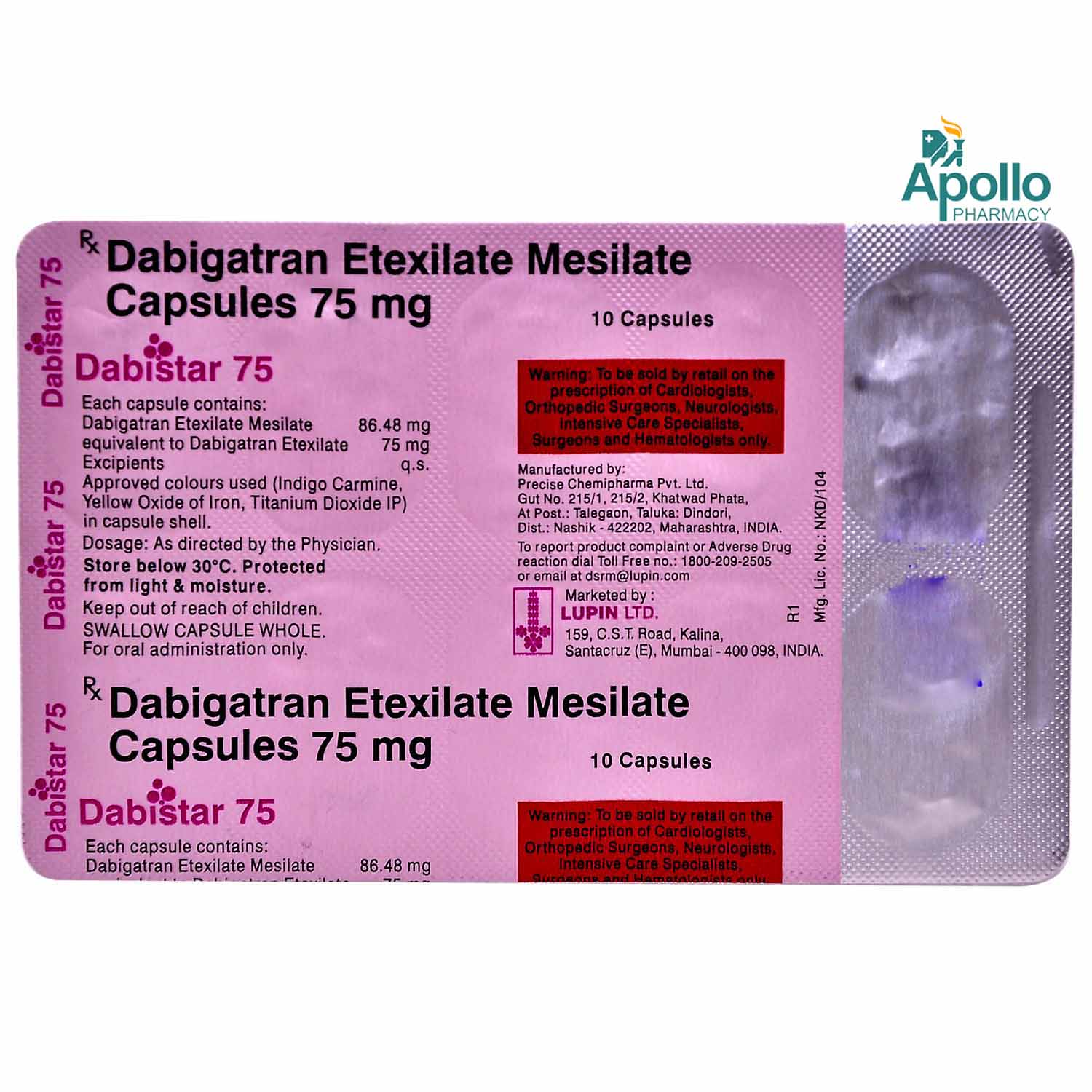 Dabistar 75 Capsule 10's Price, Uses, Side Effects, Composition ...