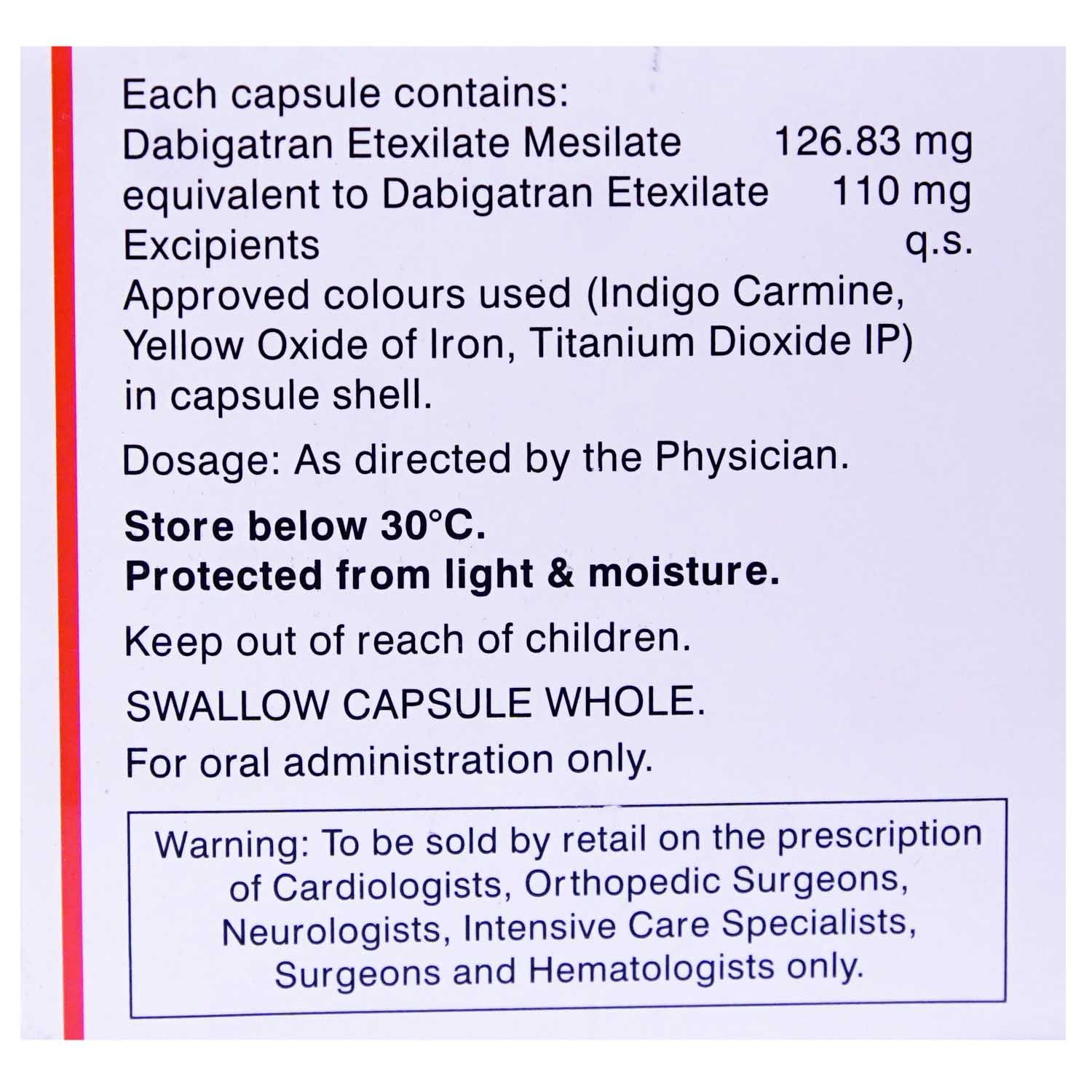 DABXIGA 110MG CAPSULE 10'S Price, Uses, Side Effects, Composition ...