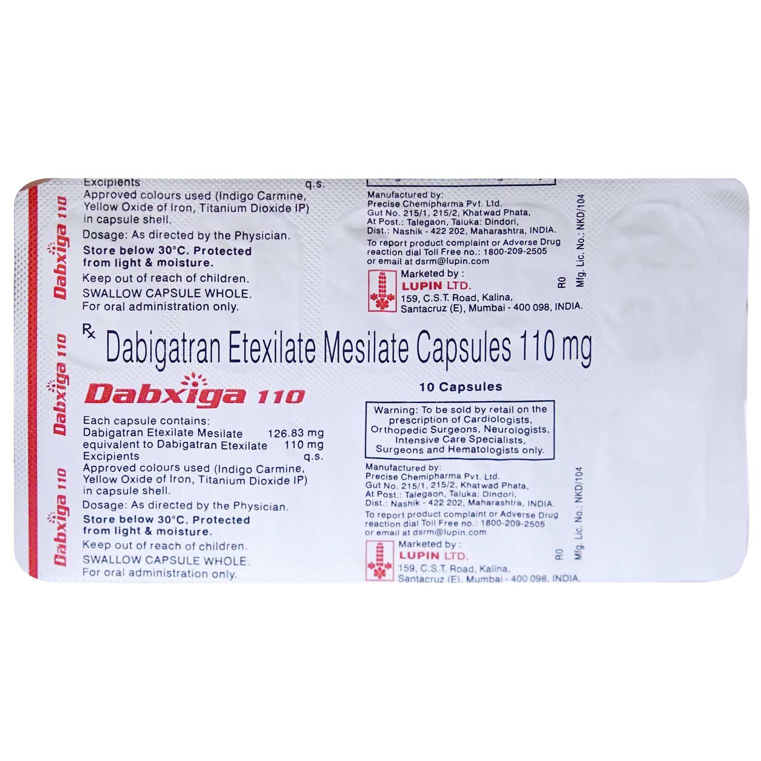 DABXIGA 110MG CAPSULE 10'S Price, Uses, Side Effects, Composition ...