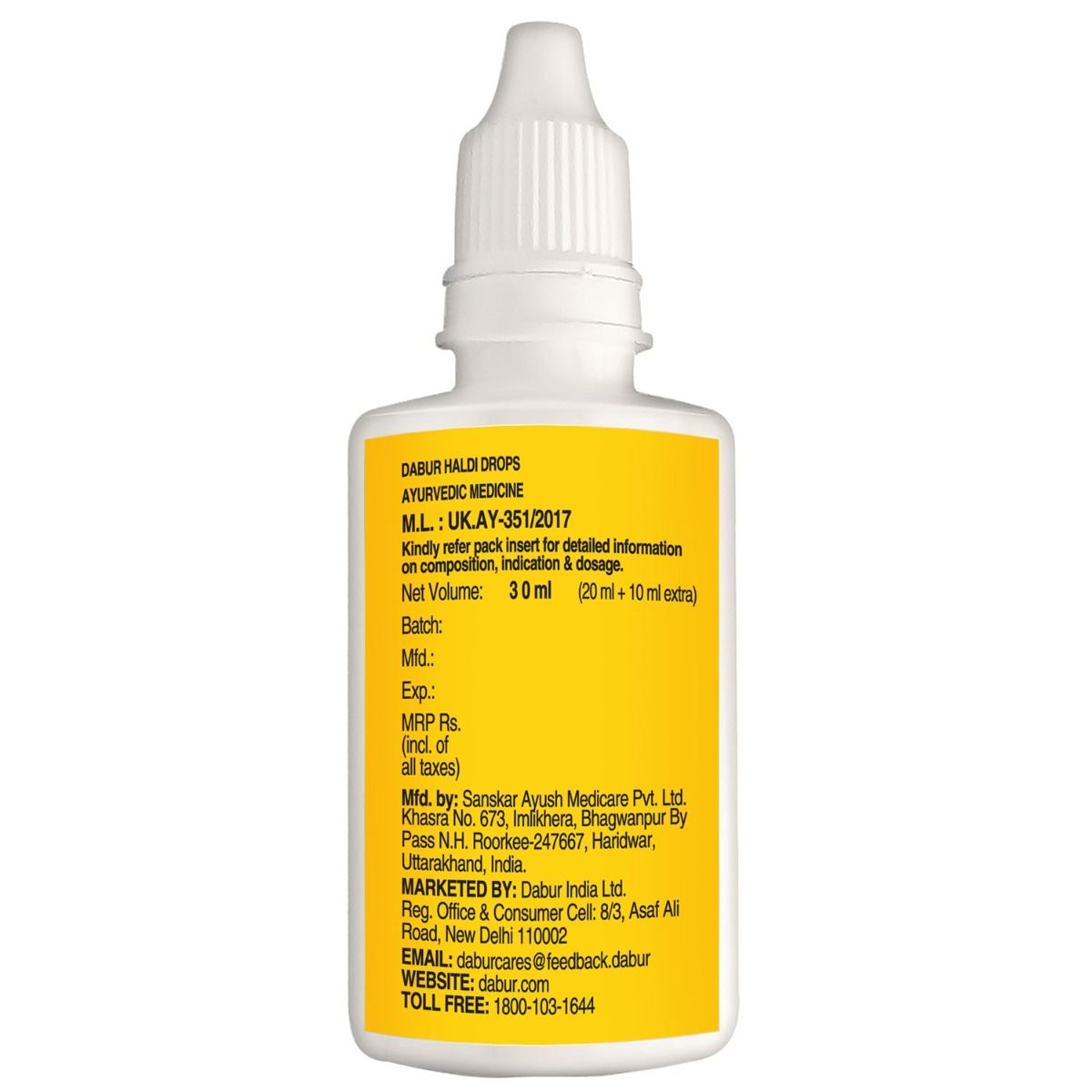 Dabur Haldi Immunity Booster Drops, 30 ml Price, Uses, Side Effects ...