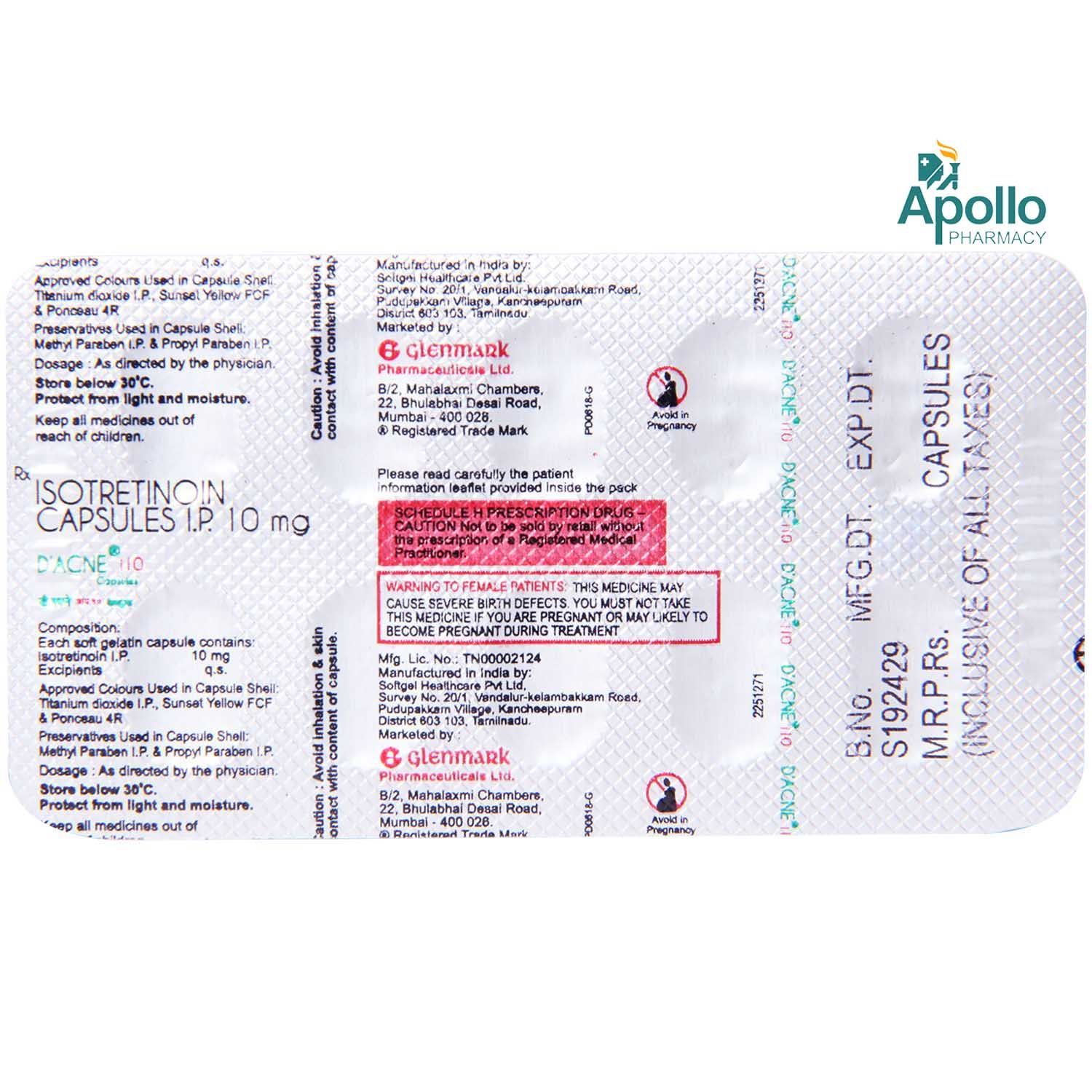 D'Acne I 10 Capsule 10's Price, Uses, Side Effects, Composition ...