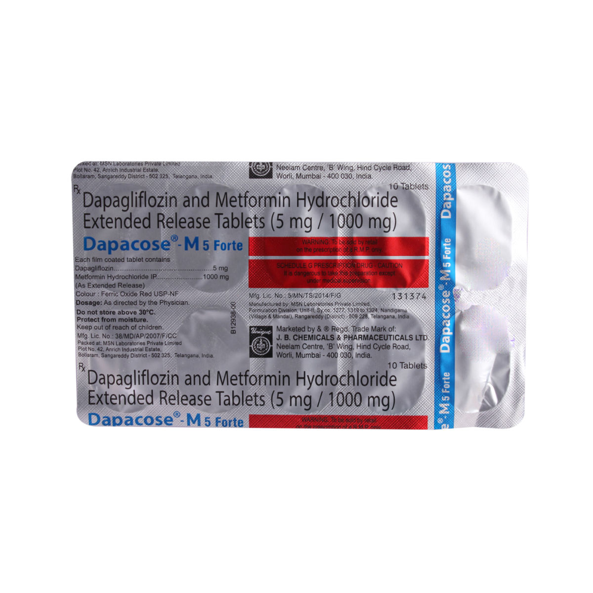Dapacose-M 5 Forte Tablet 10's Price, Uses, Side Effects, Composition ...
