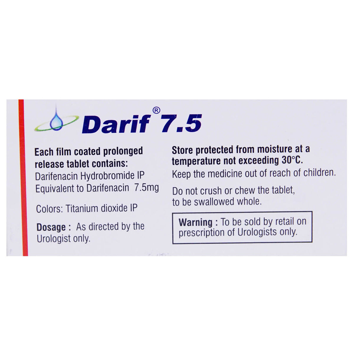 Darif Tablet 10's Price, Uses, Side Effects, Composition - Apollo Pharmacy