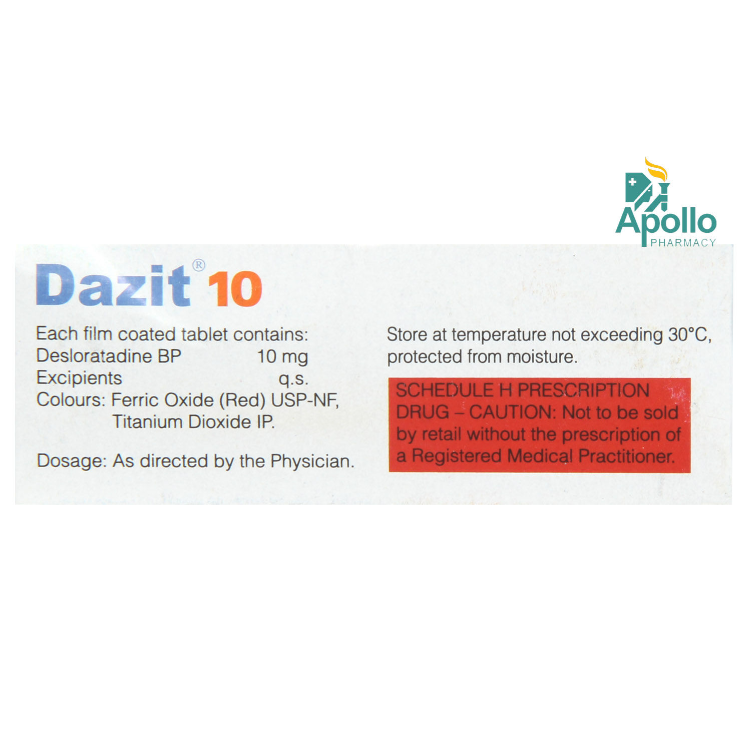 Dazit 10 Tablet 10's Price, Uses, Side Effects, Composition - Apollo ...