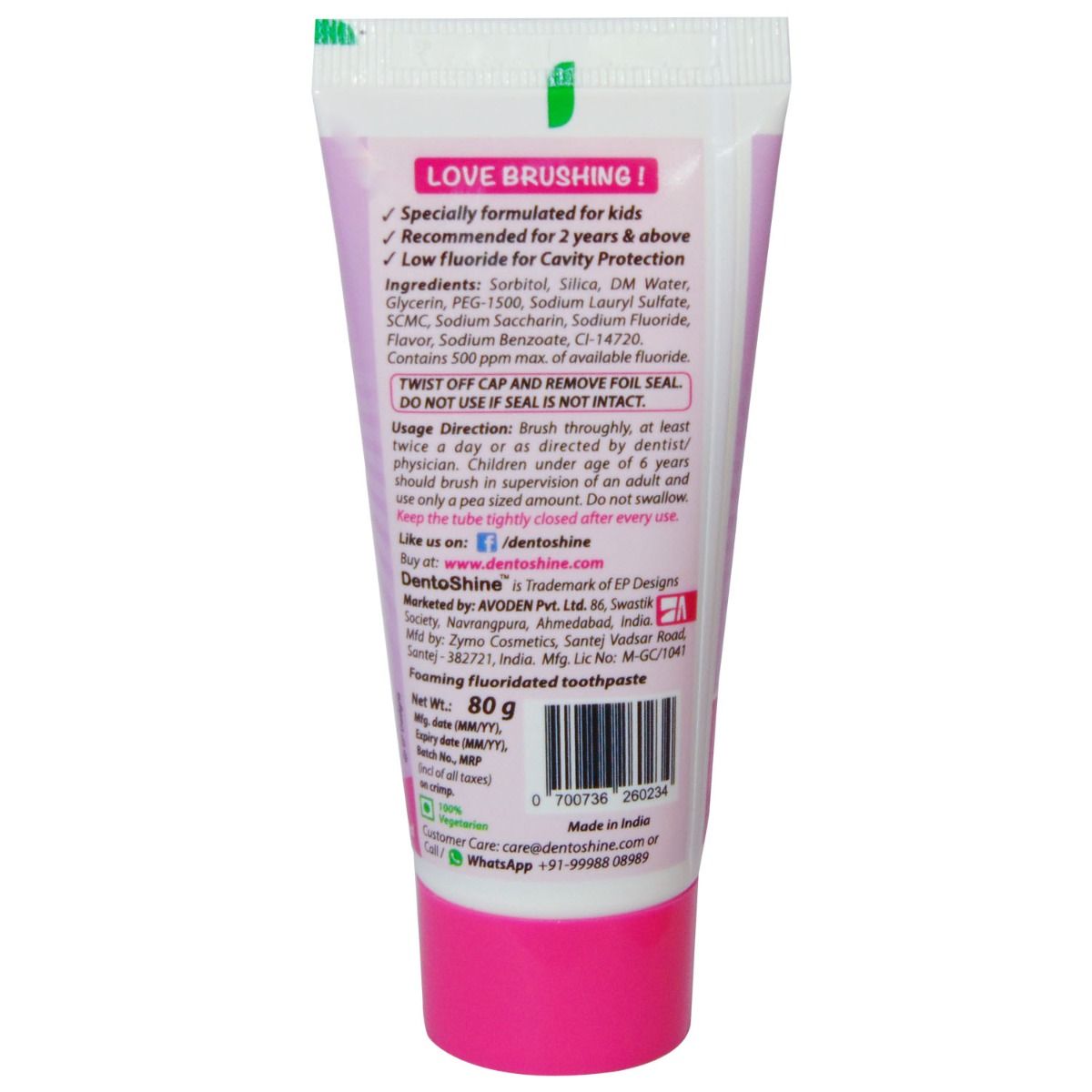 Dentoshine Strawberry Flavoured Kids Gel Toothpaste, 80 gm Price, Uses ...