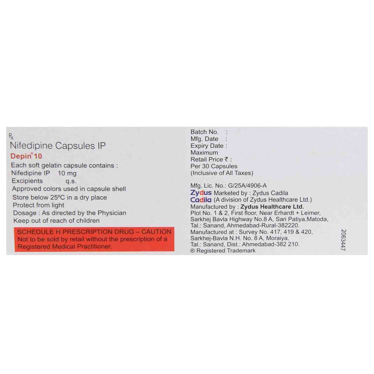 Depin 10 Capsule 30's Price, Uses, Side Effects, Composition - Apollo ...