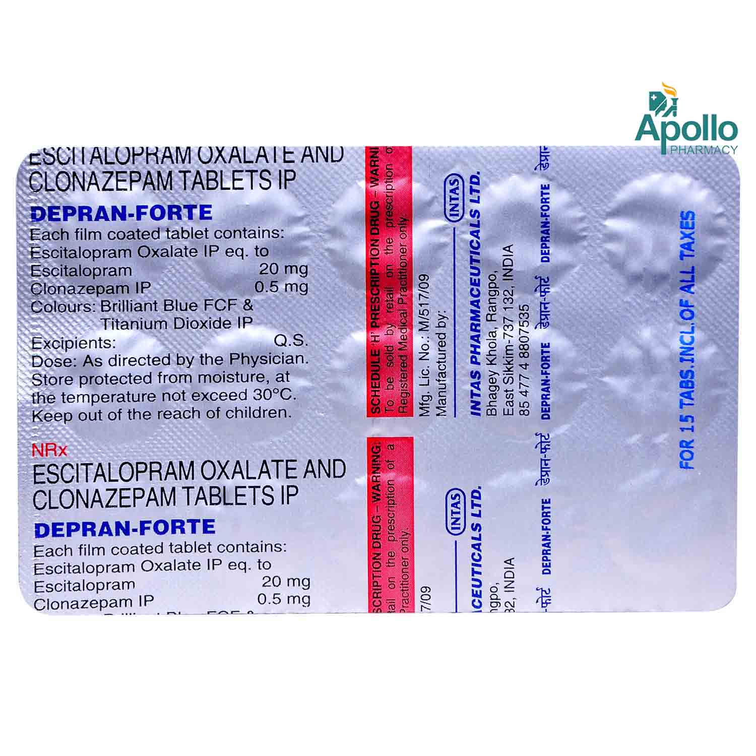 Depran Forte Tablet 15's Price, Uses, Side Effects, Composition ...