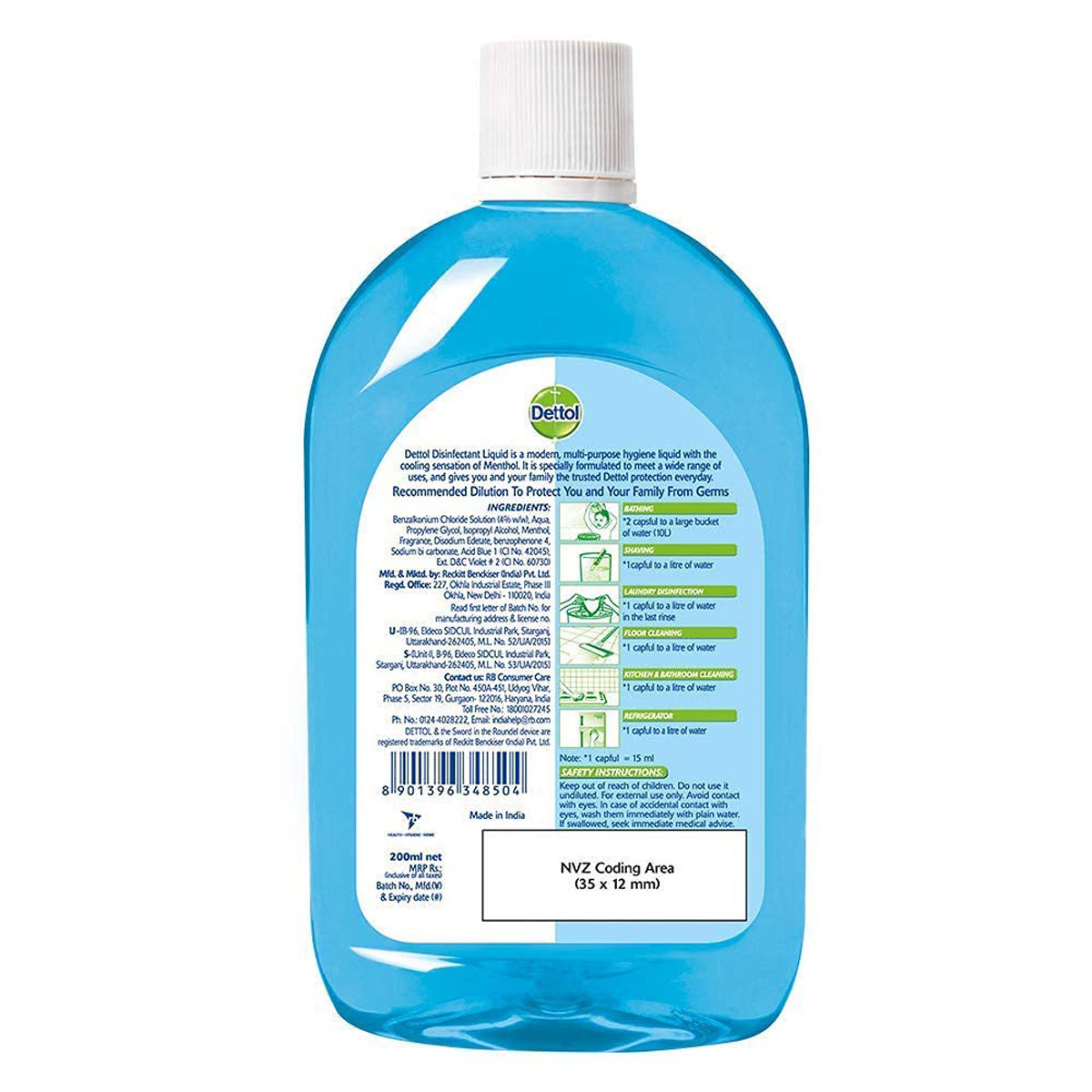 Dettol Menthol Cool Disinfectant Liquid, 200 ml Price, Uses, Side ...