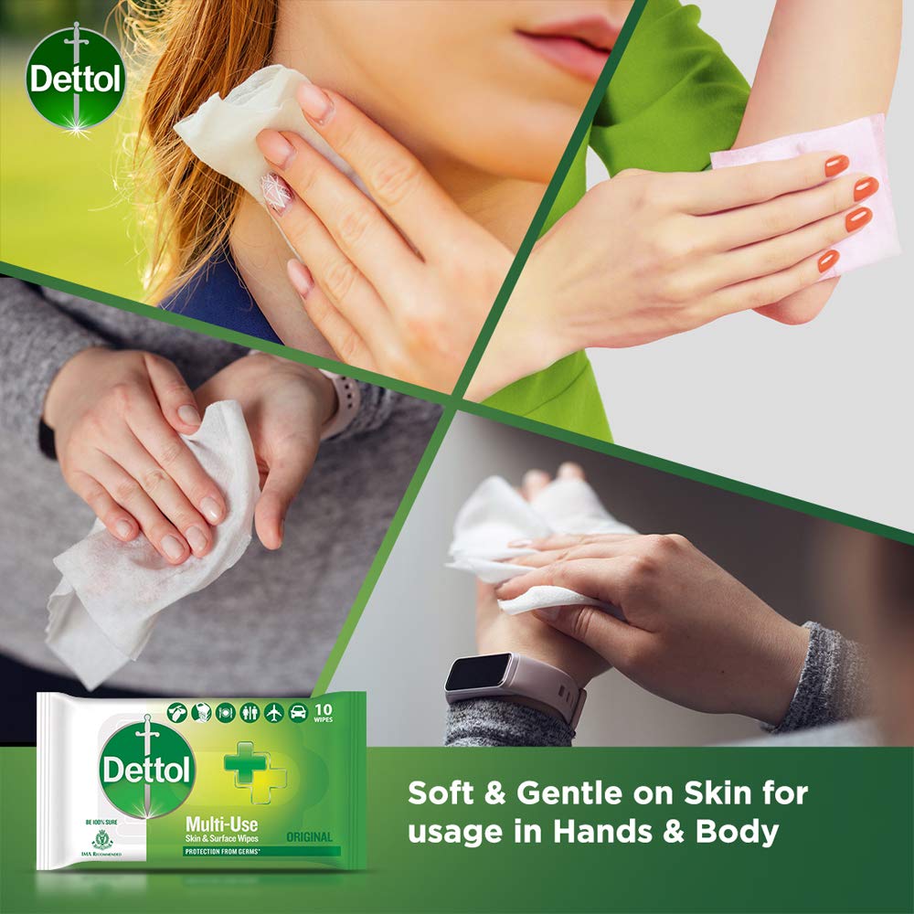 Dettol Original Multi-Use Skin & Surface Wipes, 10 Count Price, Uses ...