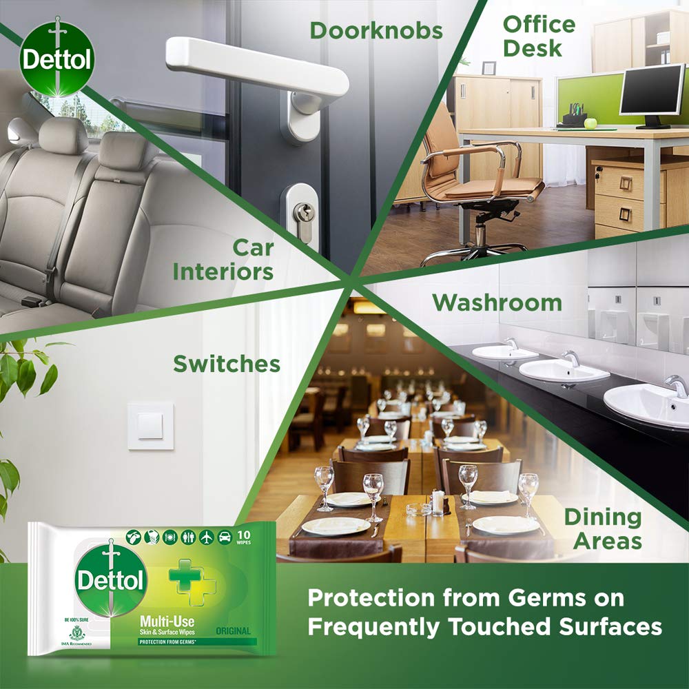 Dettol Original Multi-Use Skin & Surface Wipes, 10 Count Price, Uses ...