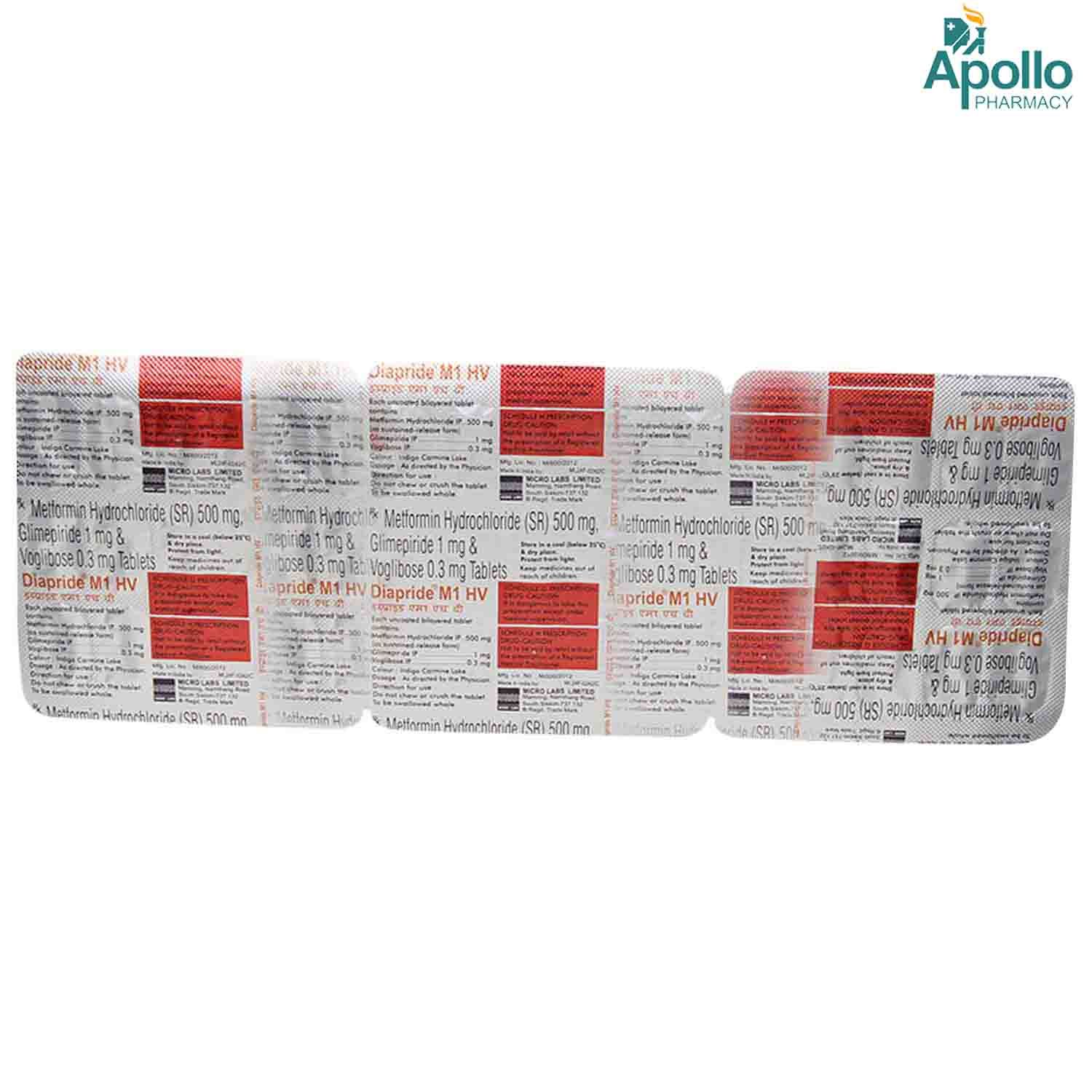 Diapride M1 HV Tablet 15's Price, Uses, Side Effects, Composition ...