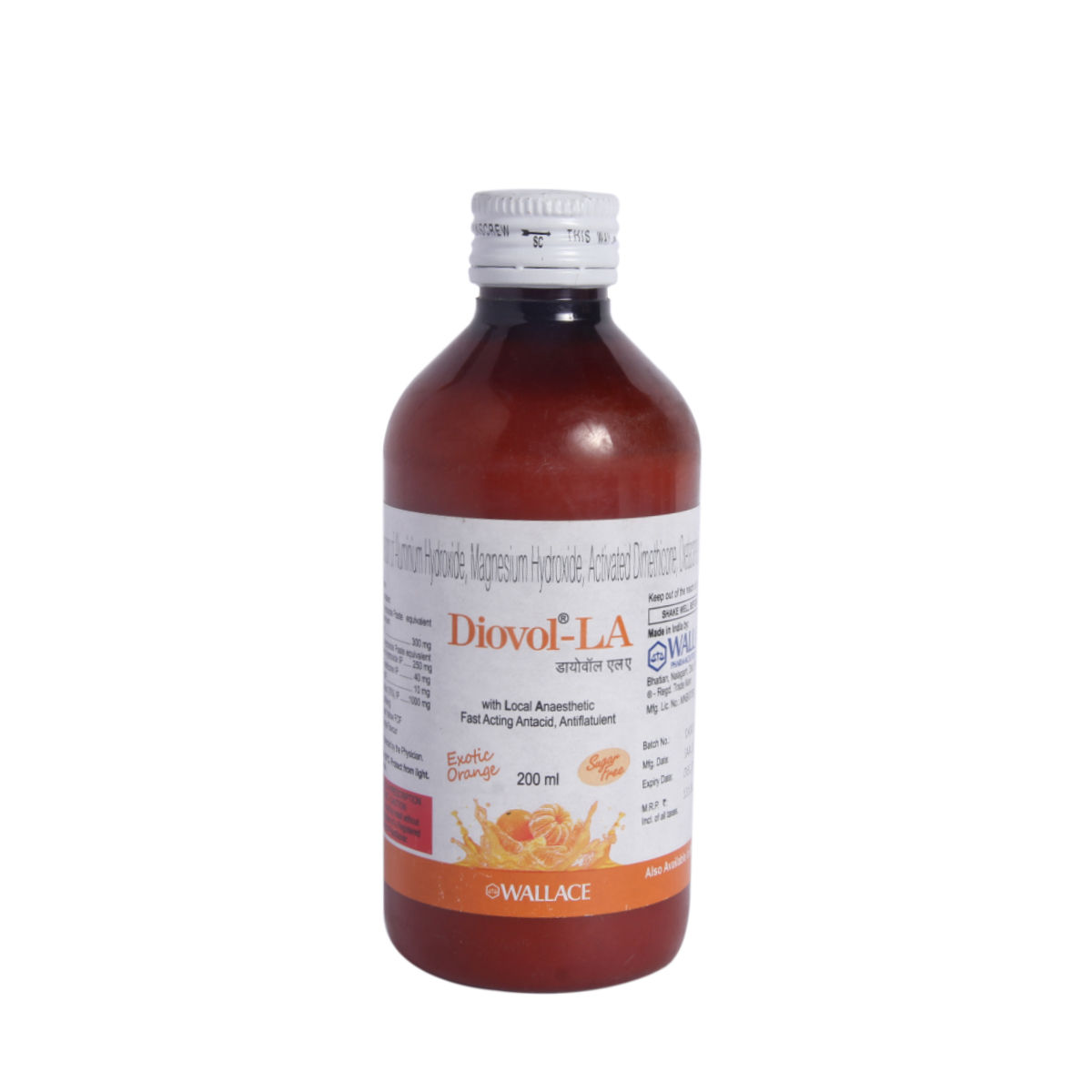 Diovol-LA Sugar Free Exotic Orange Flavour Solution 200 ml Price, Uses ...