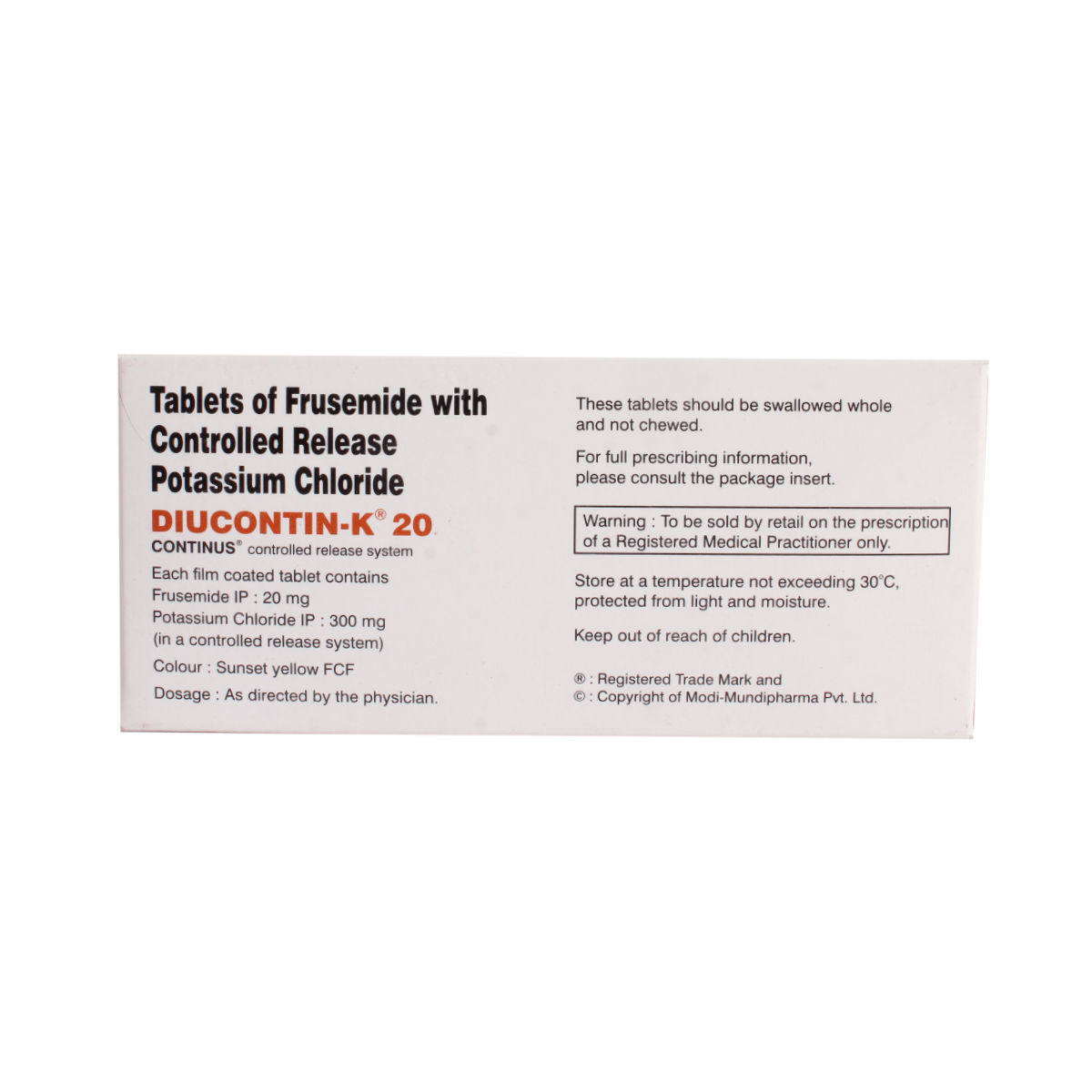 Diucontin K 20 mg Tablet 10's Price, Uses, Side Effects, Composition ...