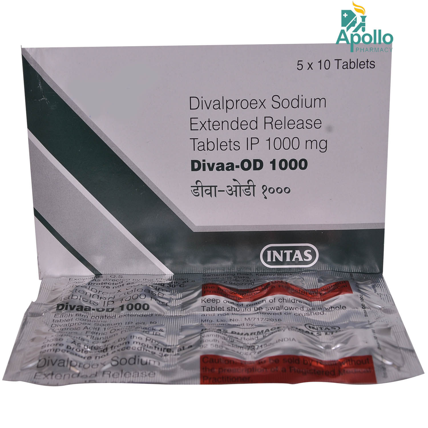 Divaa-OD 1000 Tablet 10's Price, Uses, Side Effects, Composition - Apollo Pharmacy