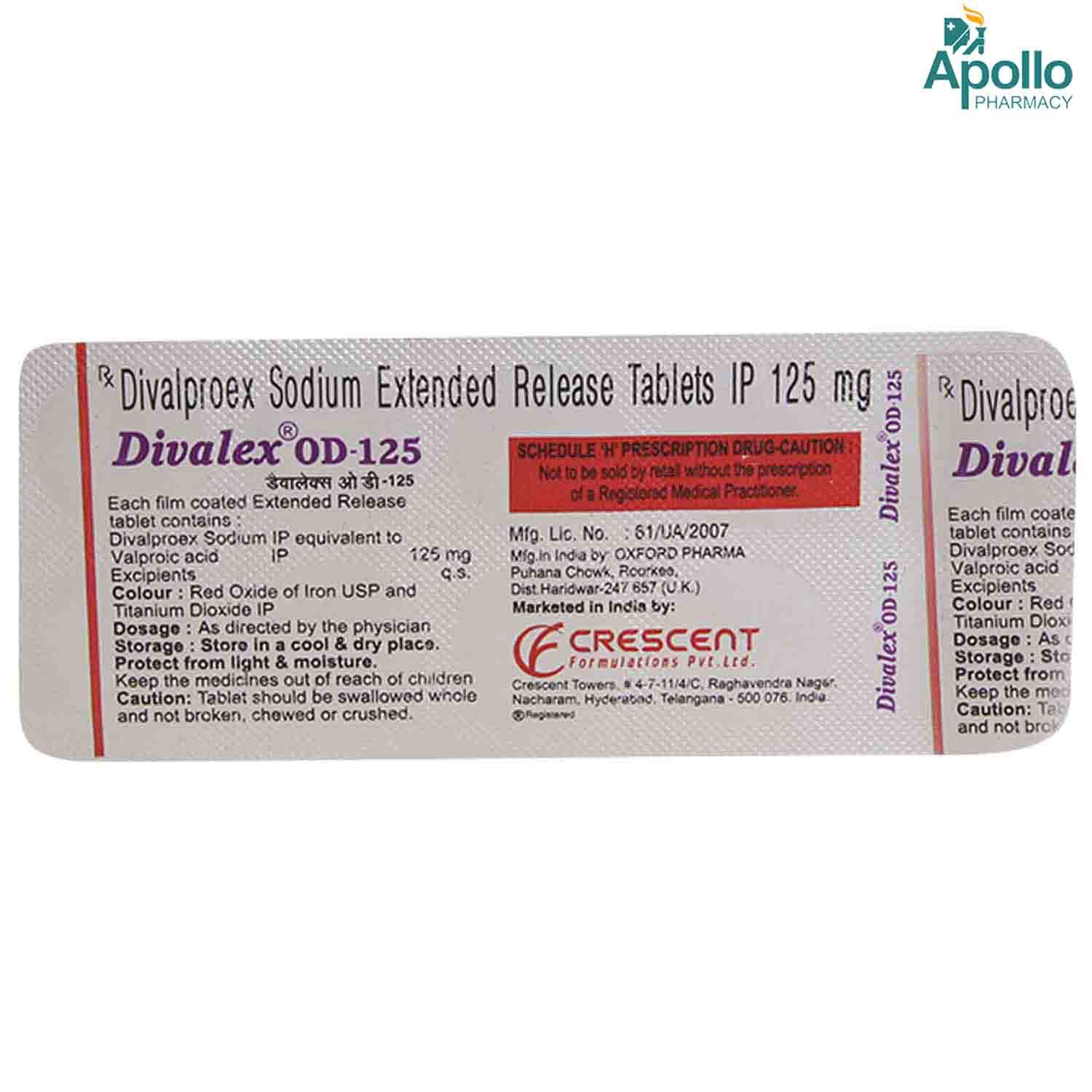 DIVALEX OD 125MG TABLET Price, Uses, Side Effects, Composition - Apollo ...