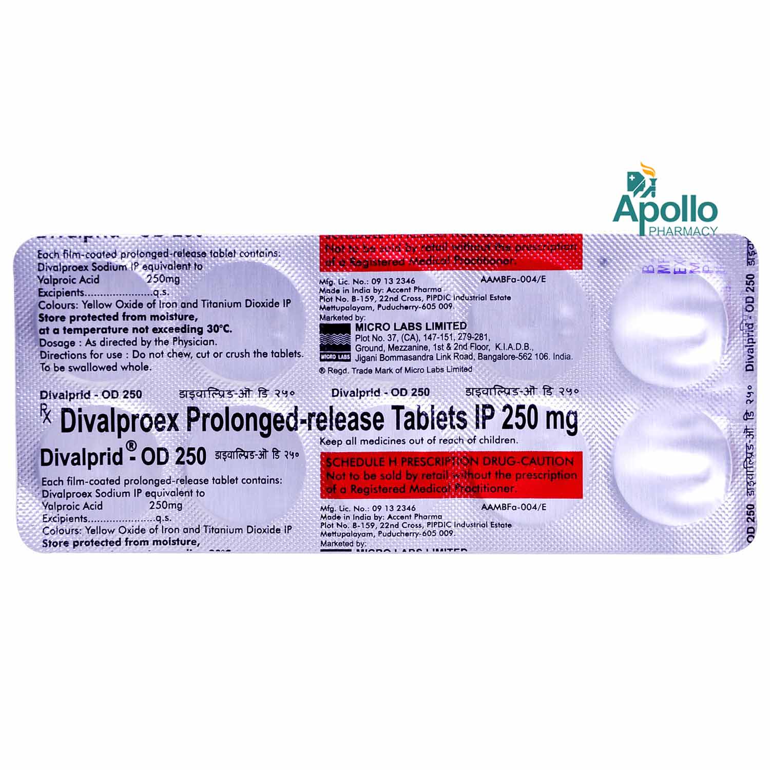 Divalprid OD 250 Tablet 10's Price, Uses, Side Effects, Composition ...